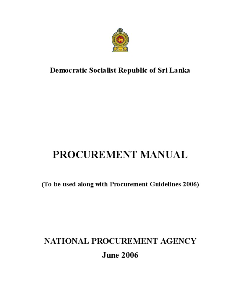 Procurement Manual 2006 Final Version | PDF | Procurement ...