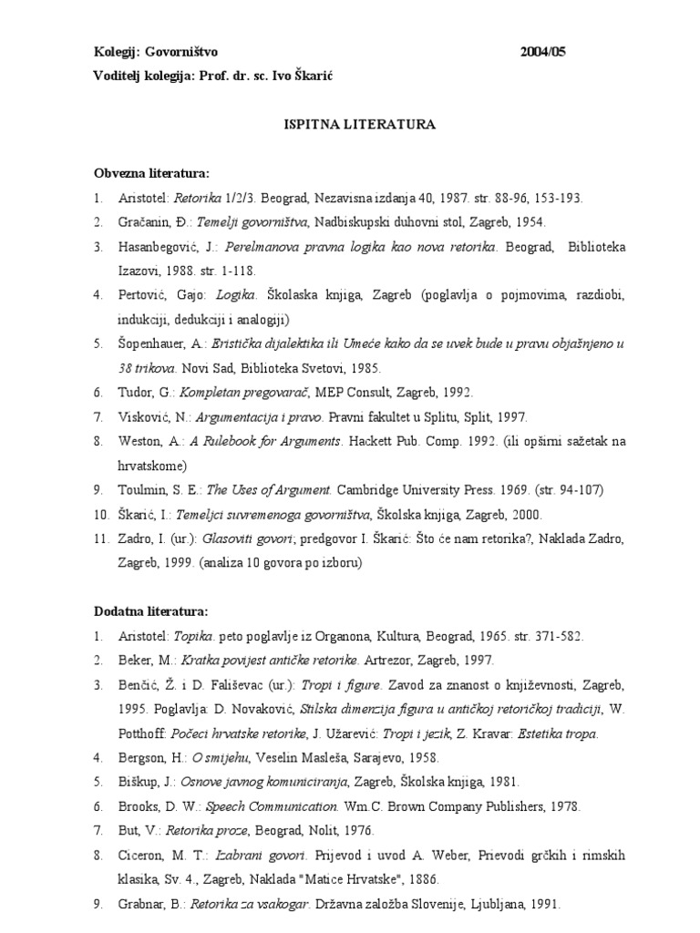 Literatura Govornistvo 04 05 | PDF