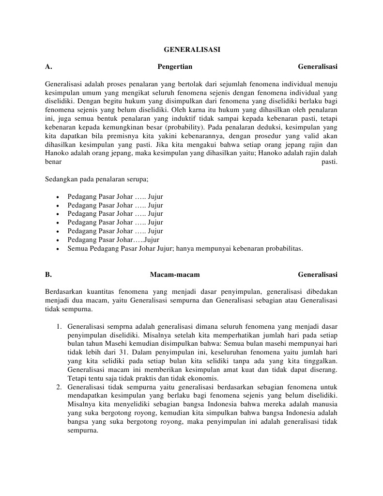 GENERALISASI | PDF