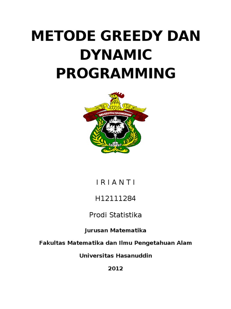Resume Metode Greedy Dan Dynamic Programming | PDF | Metode & Bahan Ajar