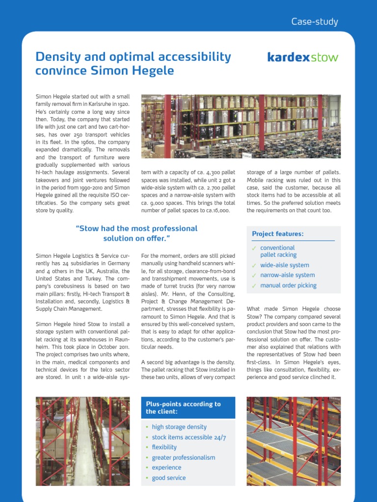 Pallet Racking - Simon Hegele - Kardex Stow | PDF | Warehouse | Pallet