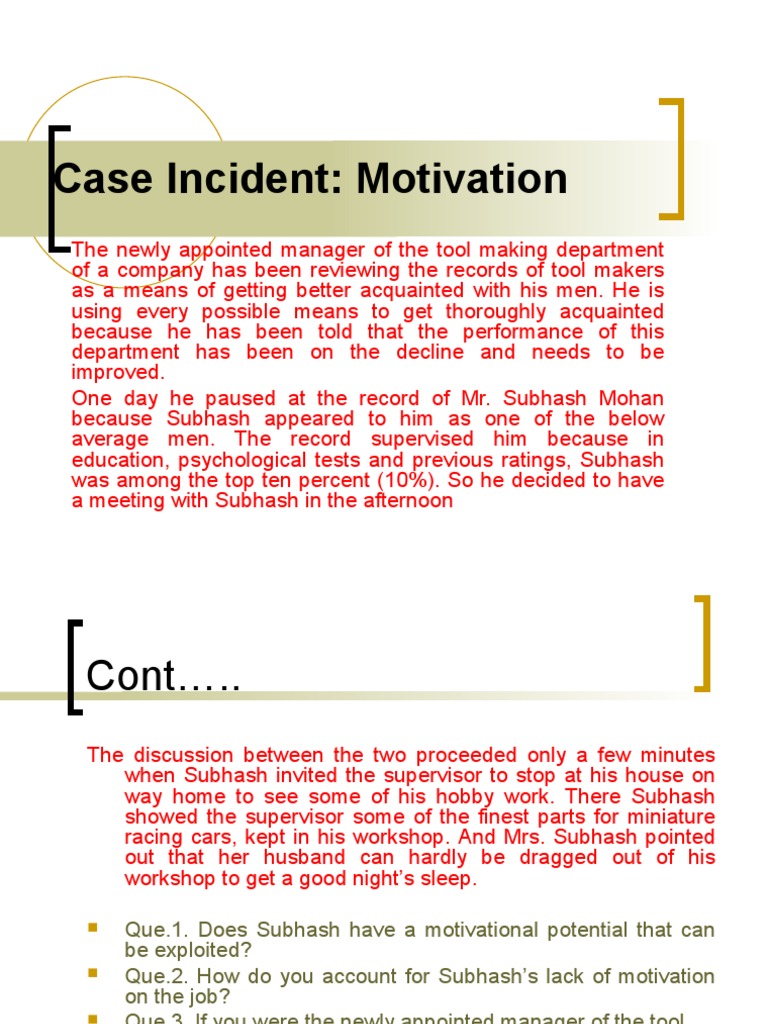 Case Incident - Motivation | PDF
