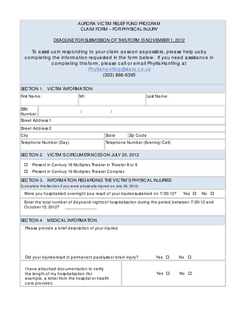Claim Form For Physical Injury | PDF | Notary Public | Government ...