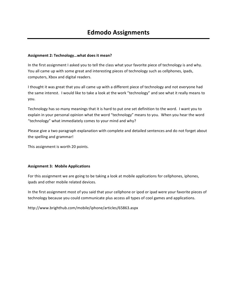 Edmodo Assignments: Assignment 2: Technology What Does It Mean? | PDF ...