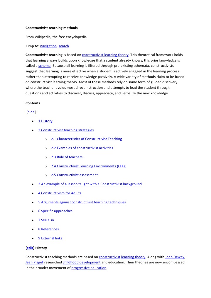 Constructivist Teaching Methods | Constructivism (Philosophy Of ...