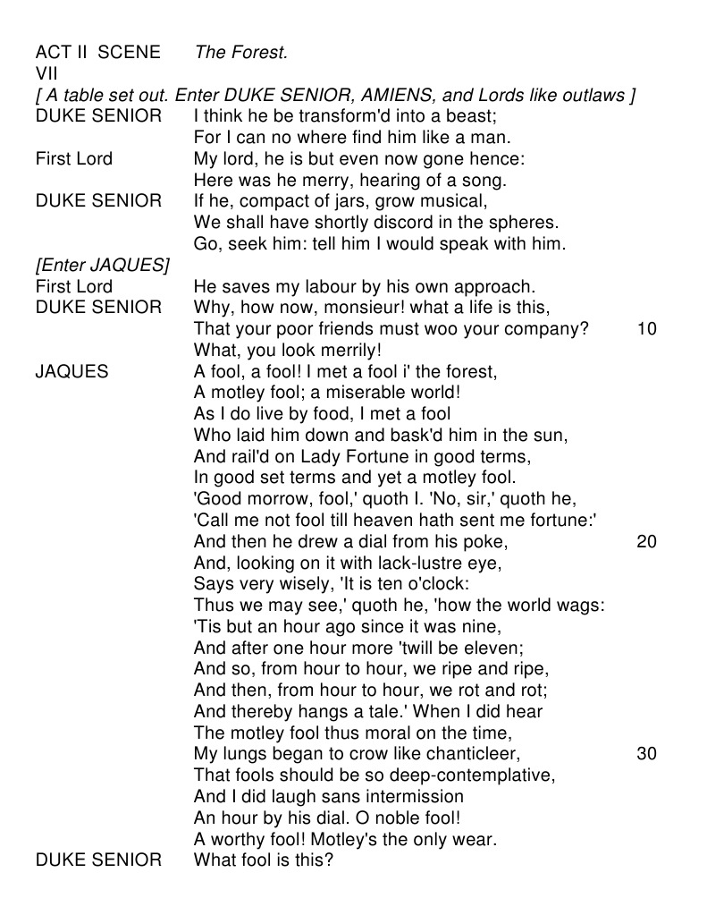 As You Like It ACT II SCENE VII | PDF