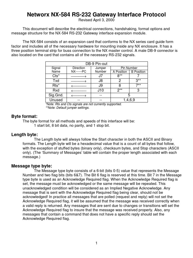 Caddx NX-584 Communication Protocol | PDF | Personal Identification ...