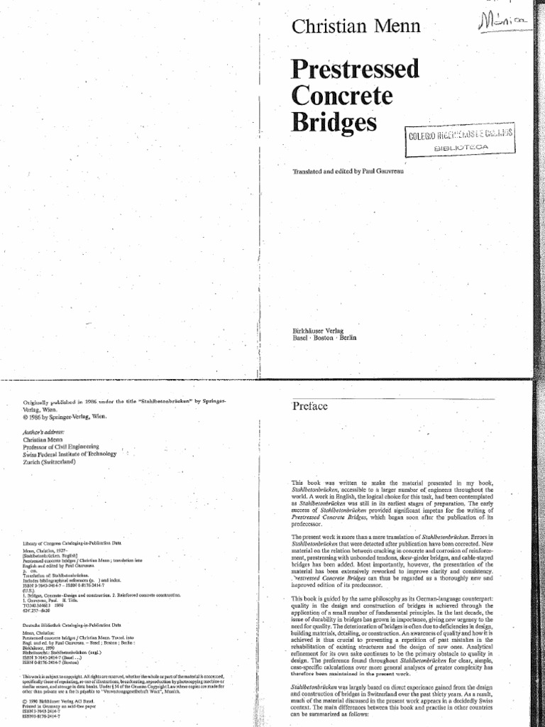 Prestressed Concrete Briges Christian Menn | PDF
