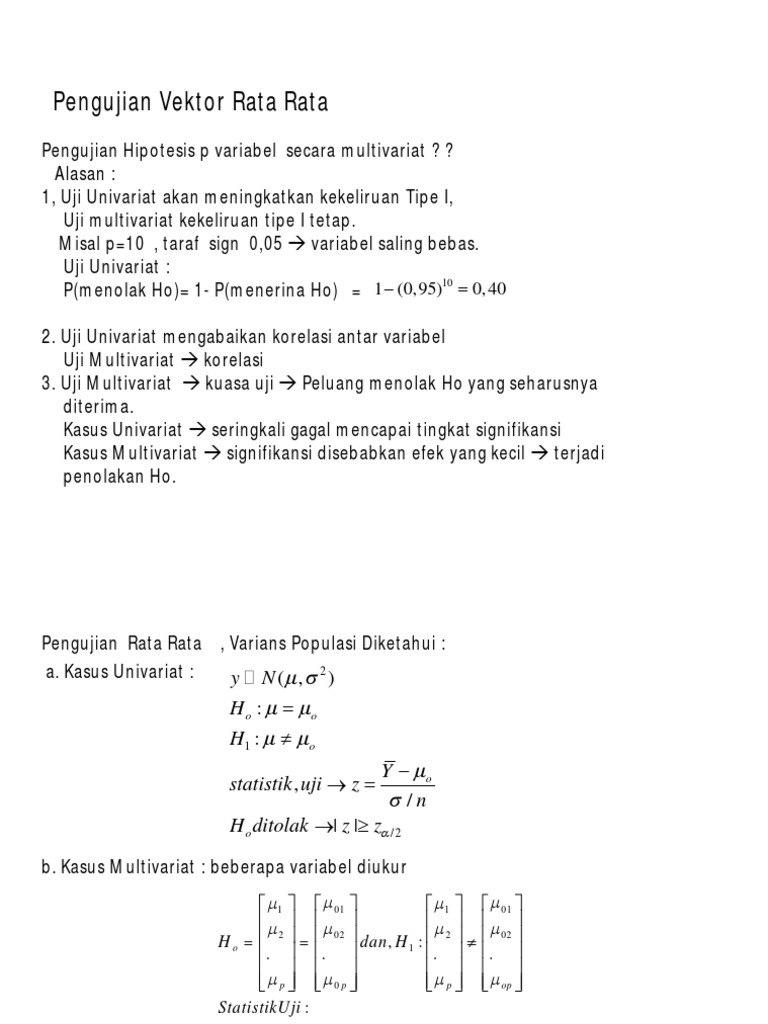 Pengujian Vektor Rata Rata 2 | PDF