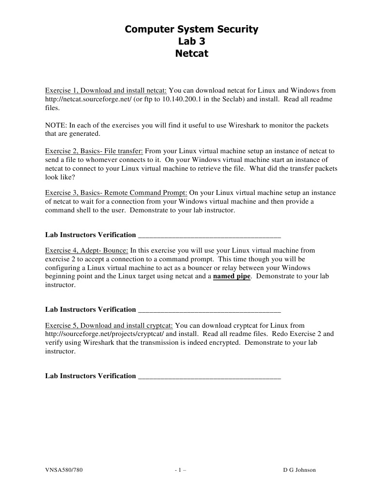 Lab 3 Netcat | PDF | File Transfer Protocol | Network Socket
