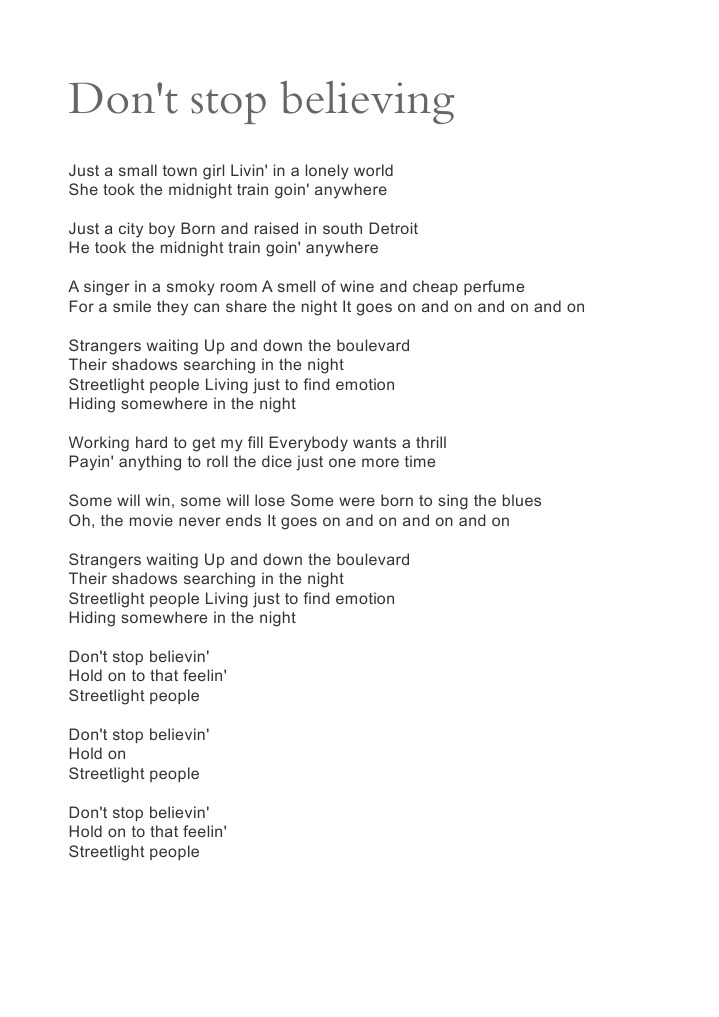 Dont Stop Believing | PDF