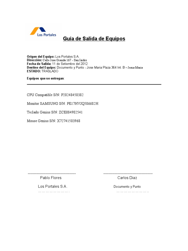 Guía de Salida | PDF