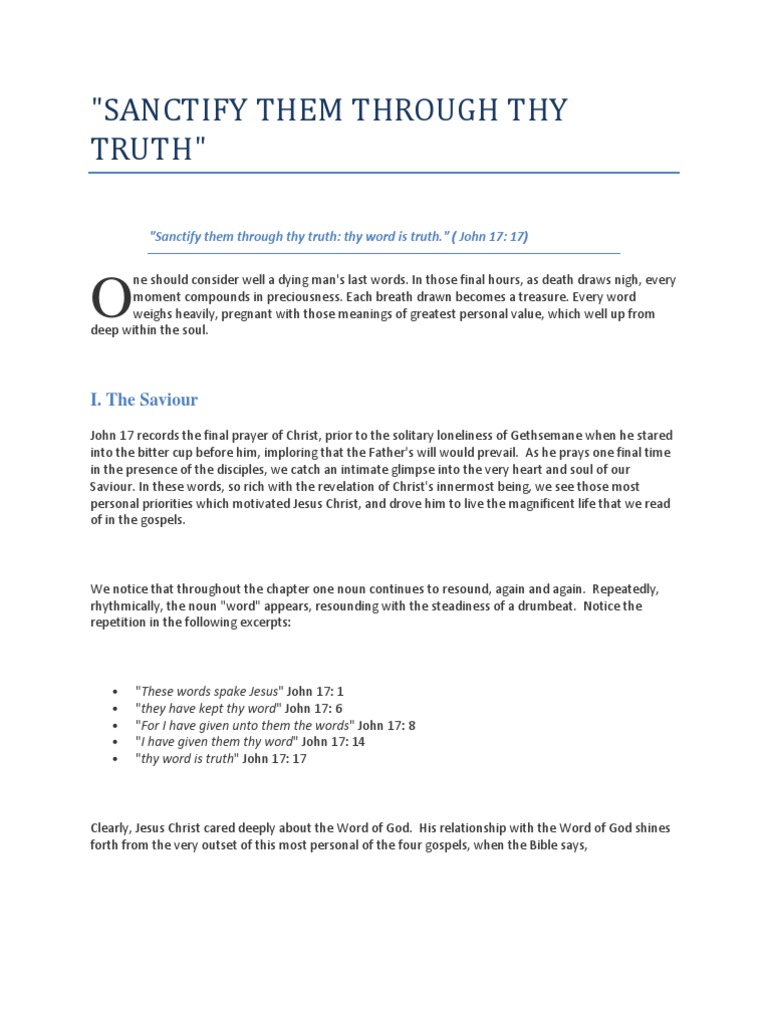 Sanctify Them Through Thy Truth | PDF | Sanctification | Gospel Of John