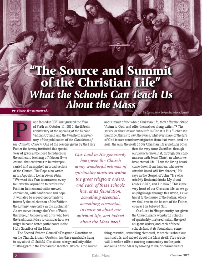 The Source and Summit of The Christian Life | PDF | Mass (Liturgy ...