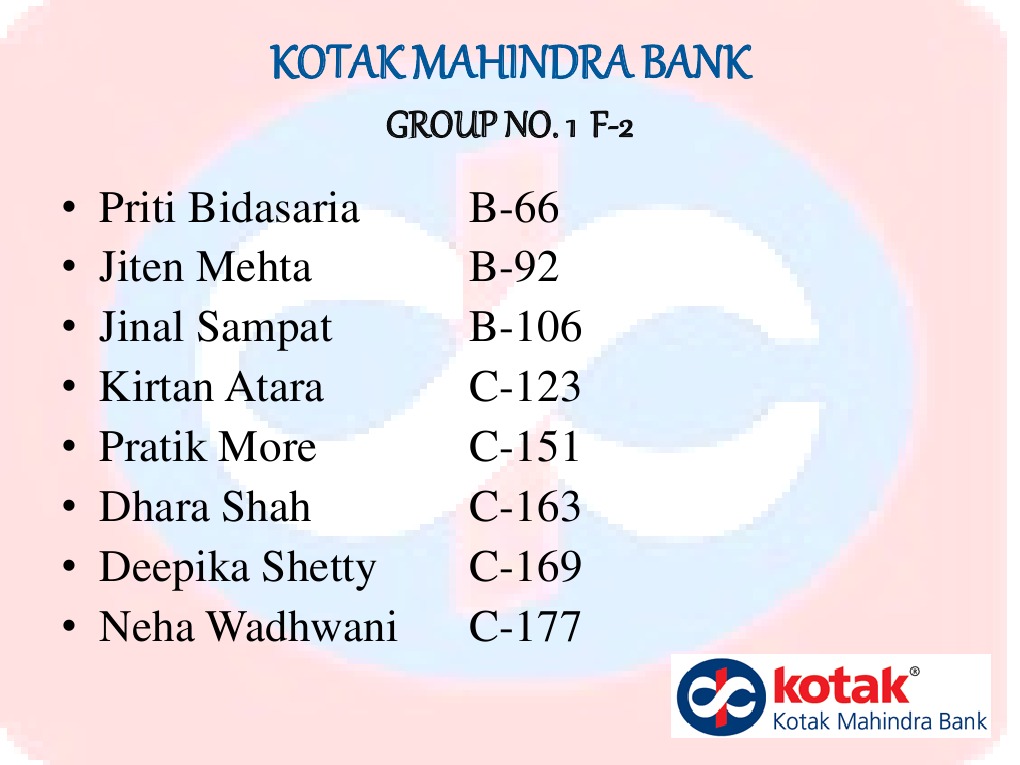 Kotak Mahindra Bank - Group 1PPT | PDF | Banks | Loans