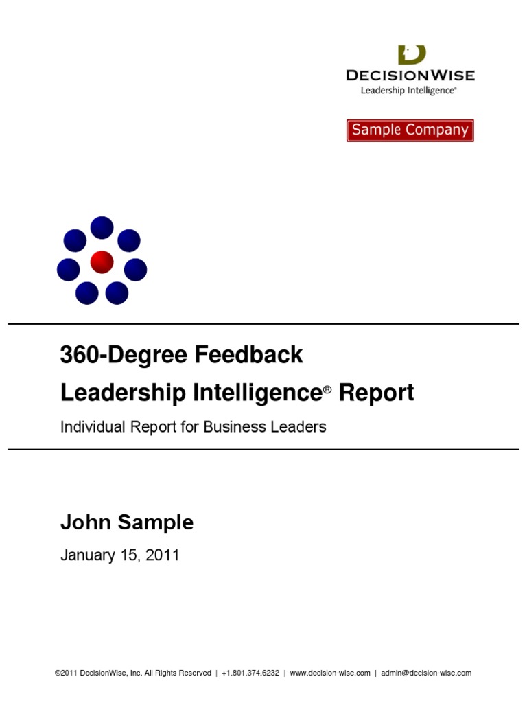 DecisionWise Sample 360 Degree Feedback Report | PDF | Leadership | Goal