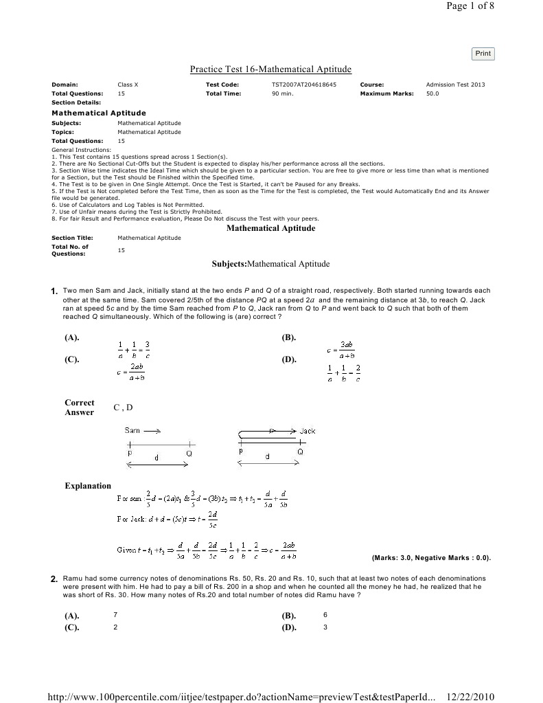 Class X Math Aptitude Test 2013 | PDF | Rupee | Teaching Mathematics