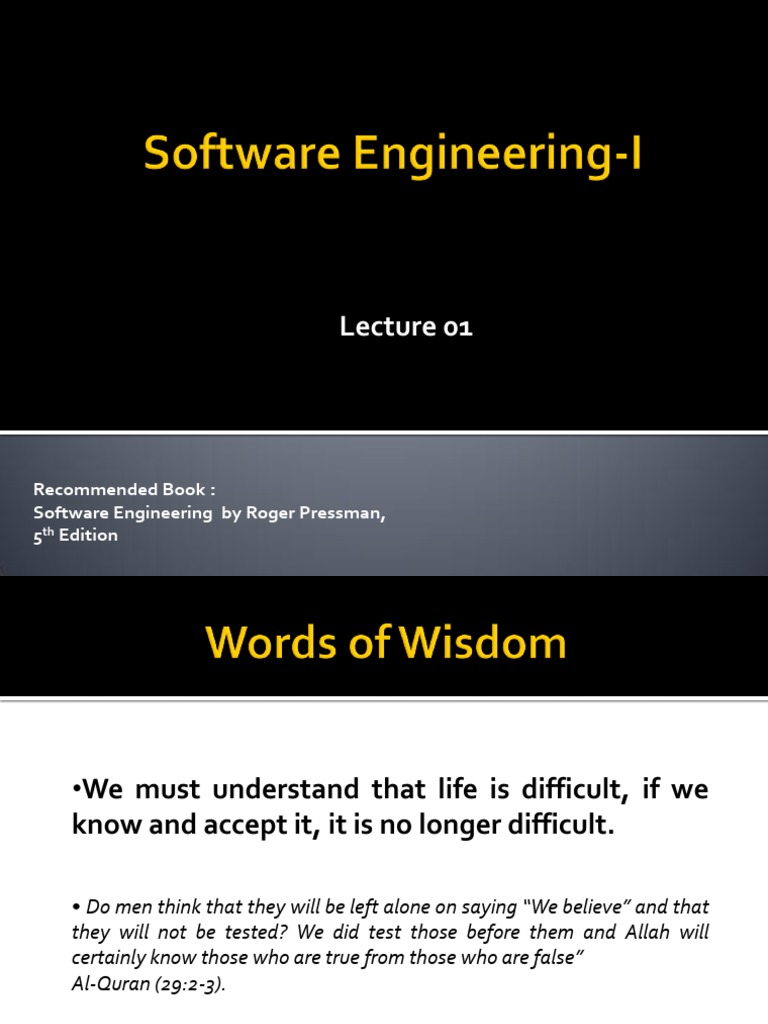 Recommended Book: Software Engineering by Roger Pressman, 5 Edition ...