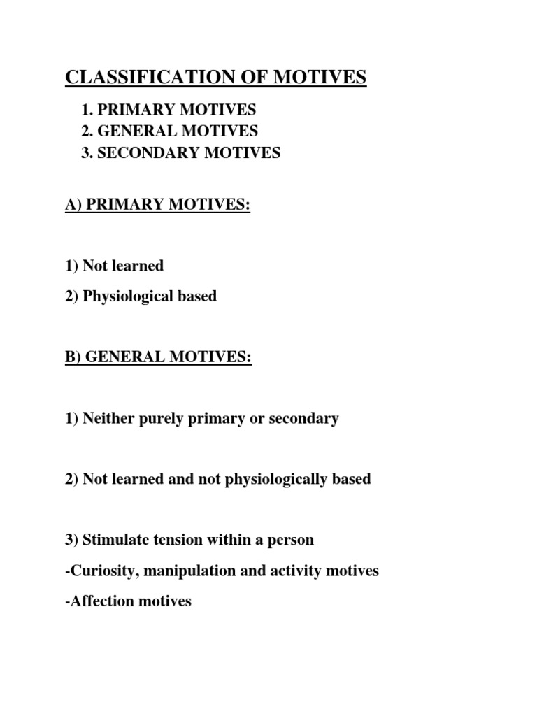 Classification of Motives | Motivation | Self-Improvement