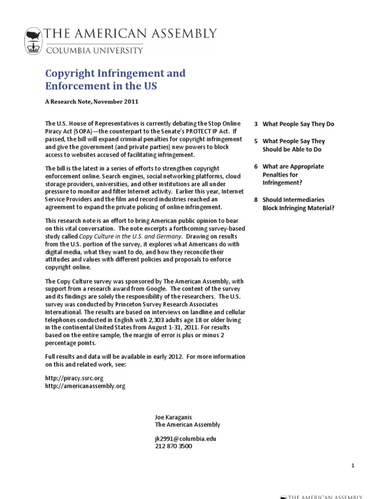 The American Assembly - Wnioski Z Badań | PDF | Copyright Infringement ...