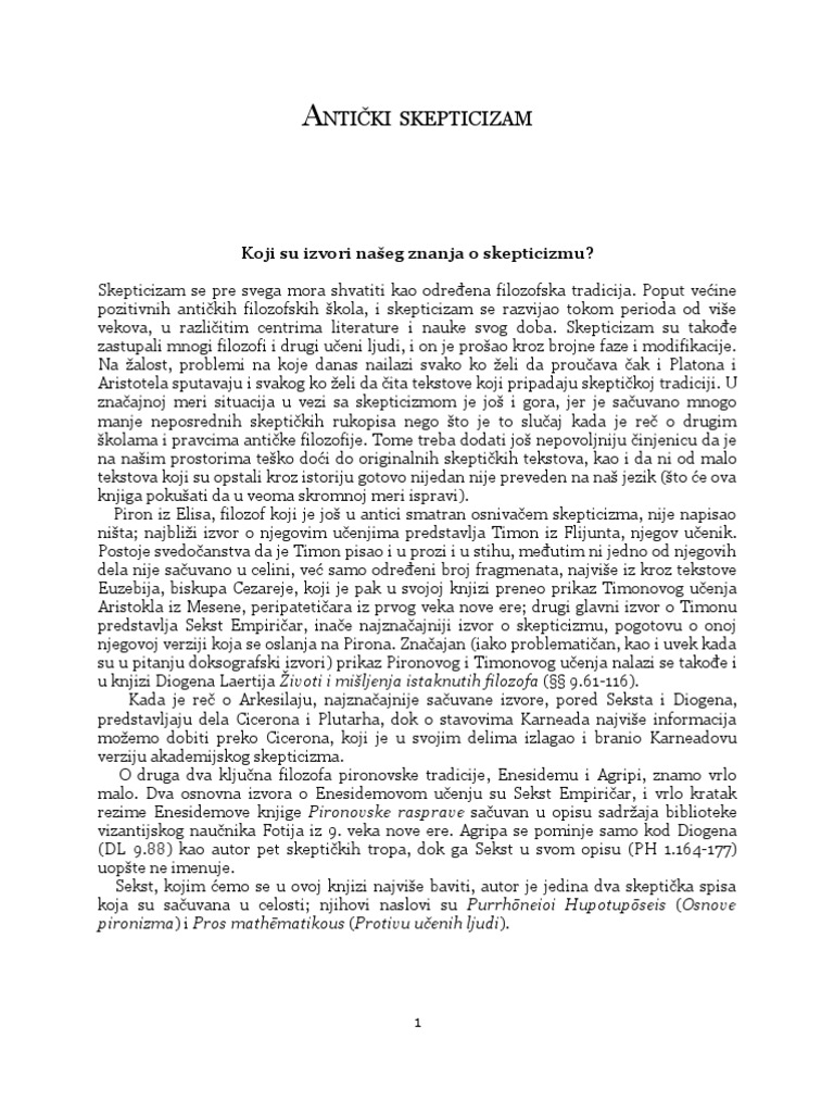 Anticki Skepticizam (Skripta) | PDF