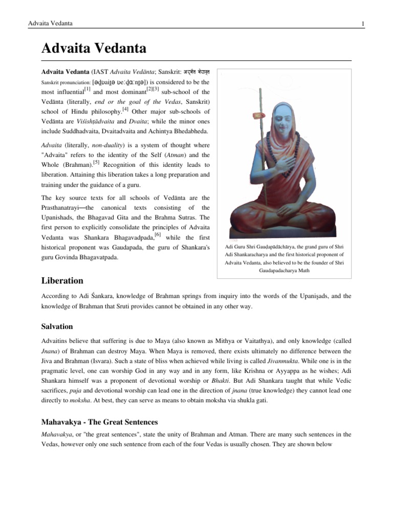An Overview of the Key Concepts and Principles of Advaita Vedanta Philosophy | PDF | Advaita ...