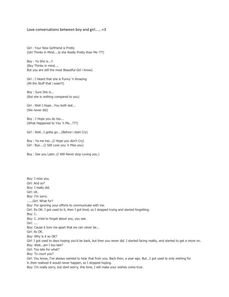 Love Conversations Between Boy and Girl | PDF