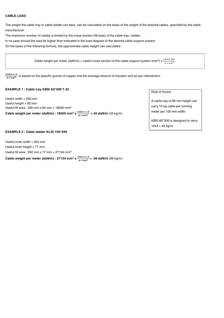 Cable Tray Load Calculation | PDF