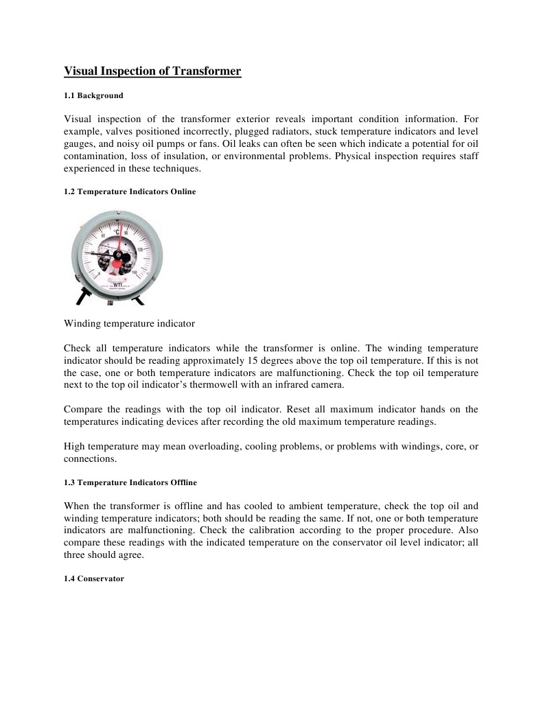 Visual Inspection of Transformer | PDF | Leak | Mechanical Fan