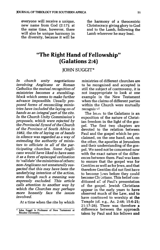 The Right Hand of Fellowship | Epistle To The Galatians | Catholic Church