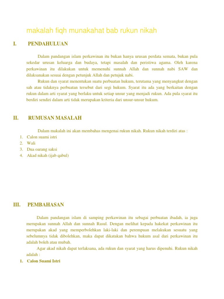 Makalah Fiqh Munakahat Bab Rukun Nikah | PDF Makalah Fiqh Munakahat Bab Rukun Nikah | PDF