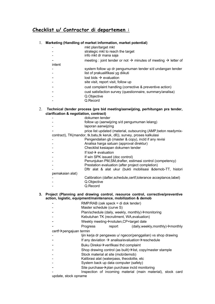 Checklist Audit For Contractor | PDF | Engineering | Business