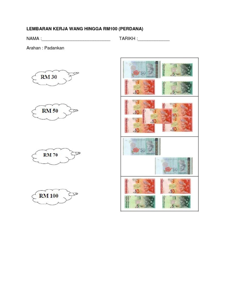 Lembaran Kerja Wang Hingga Rm100 | PDF