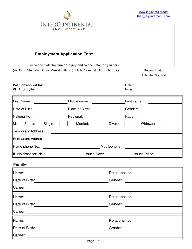Employment Application Form | PDF