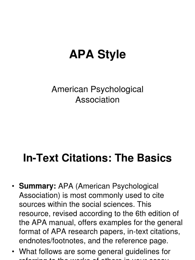 Apa Style American Psychological Association Pdf Citation Apa Style