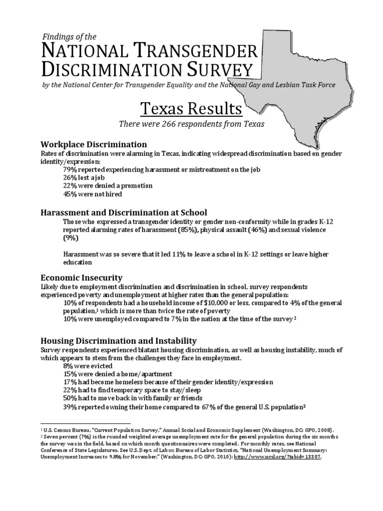 TEXAS RESULTS Tran Discrimination Survey 2012 | PDF | Discrimination ...