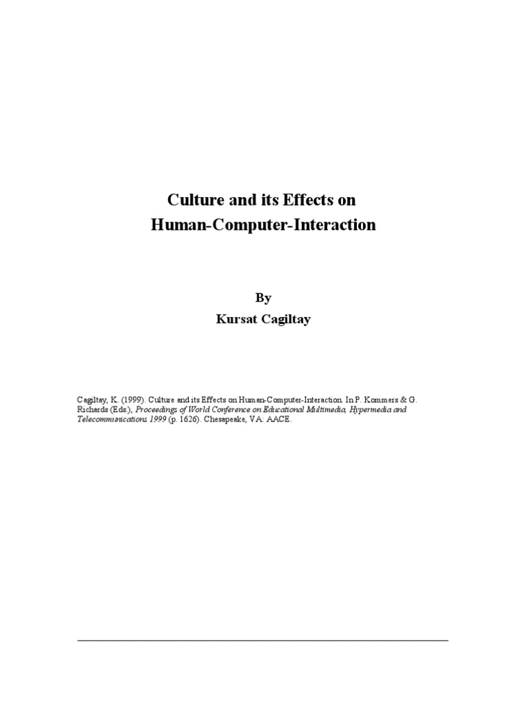 Culture and Hci | PDF | Human–Computer Interaction | Survey Methodology