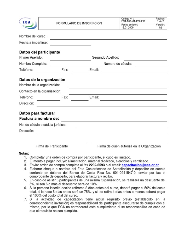 Formulario F11 para Inscripción y Facturación | PDF | Correo ...