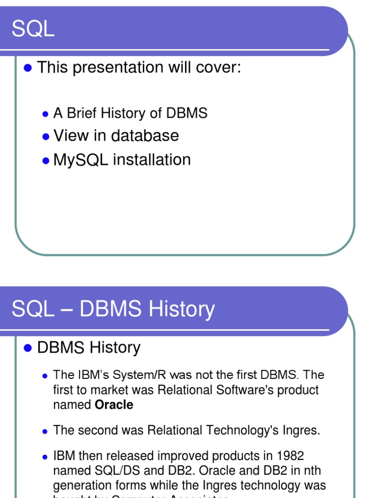 This Presentation Will Cover:: A Brief History of DBMS | PDF