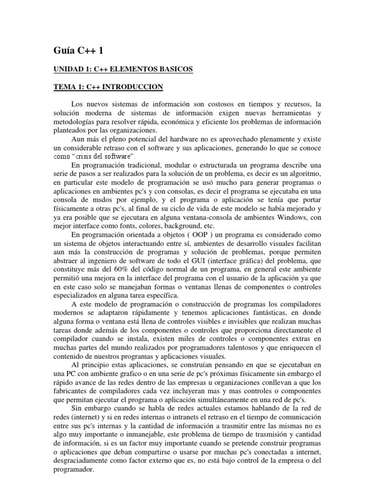 Guia C++ 1 | PDF | C ++ | Programa de computadora