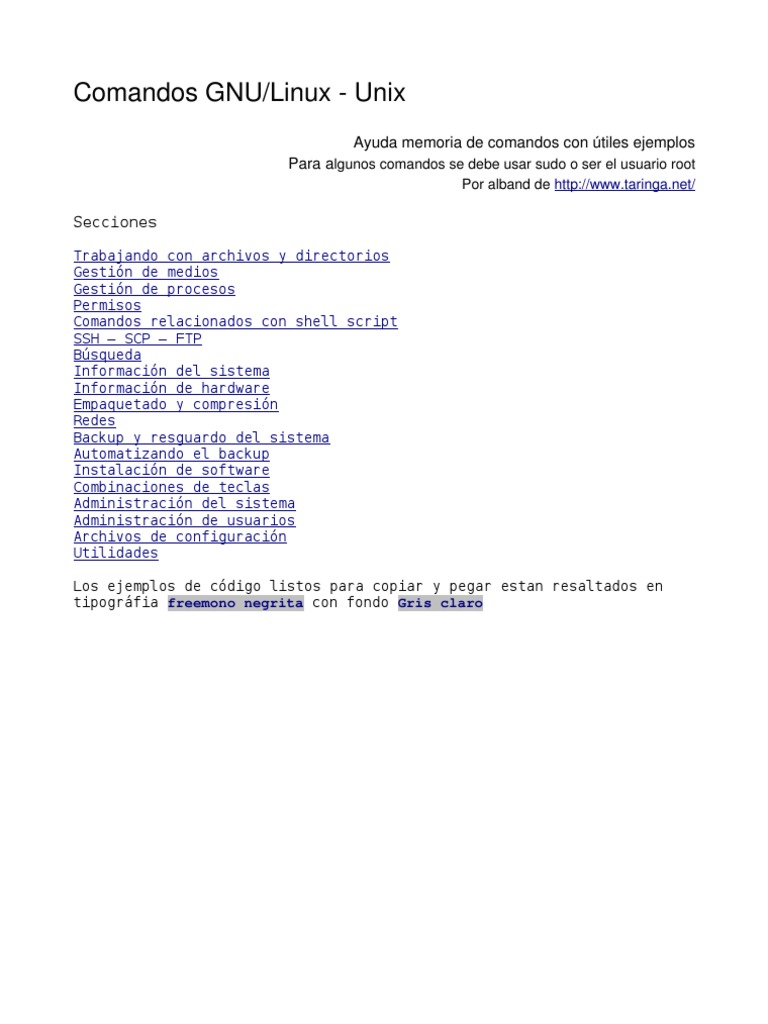 Comandos Gnu-Linux | PDF | Archivo de computadora | Dirección IP