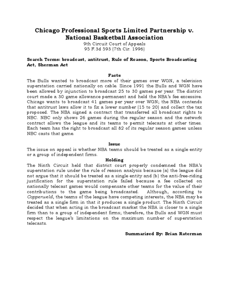 Chicago Professional Sports Limited Partnership v. National Basketball ...