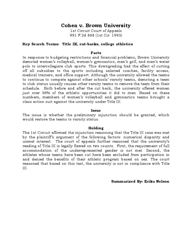 Cohen v. Brown University | PDF