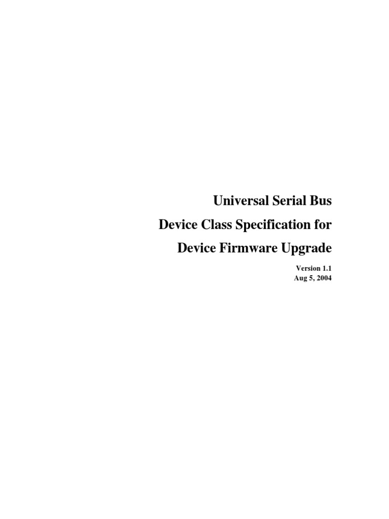 Universal Serial Bus Device Class Specification For Device Firmware ...