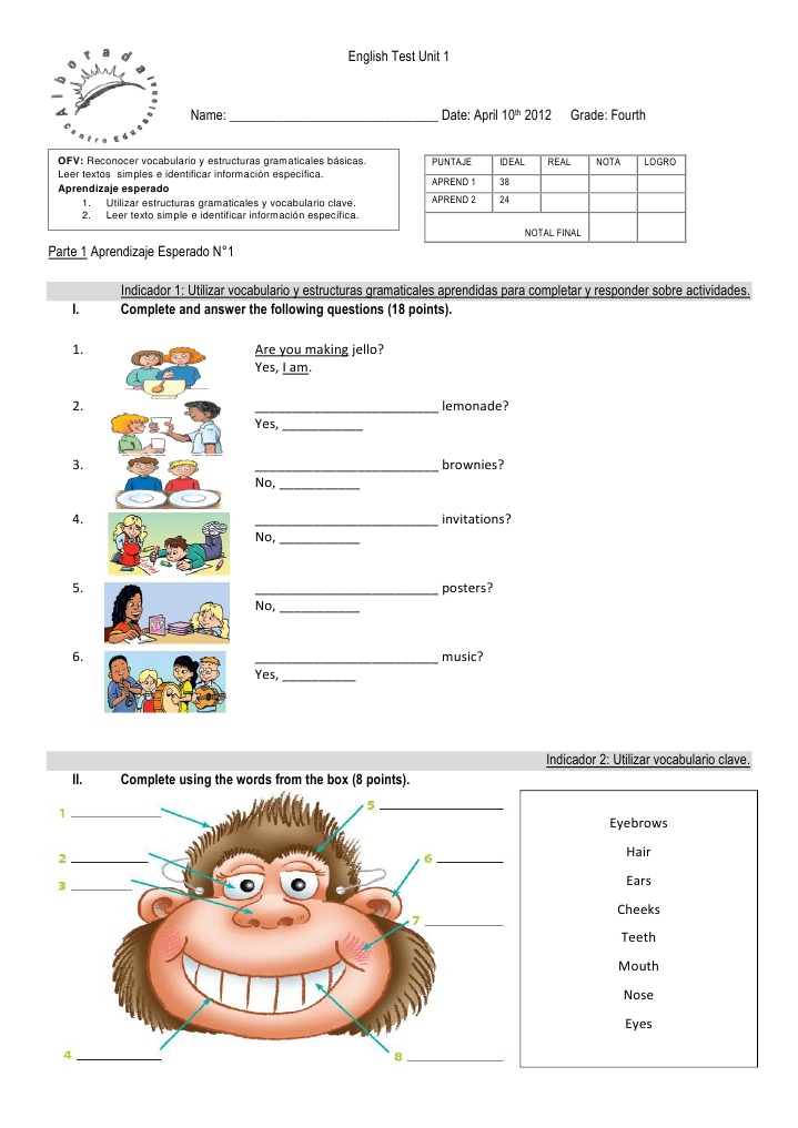 English Test Unit 1 | PDF