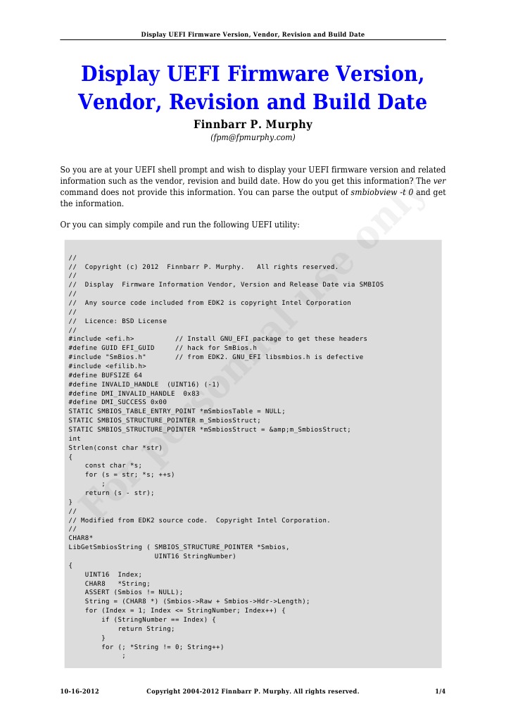 Display UEFI Firmware Version Vendor Revision and Build Date | Download Free PDF | Computer ...