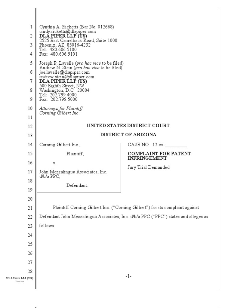 Corning Gilbert v. John Mezzalingua Associates | PDF | Patent ...