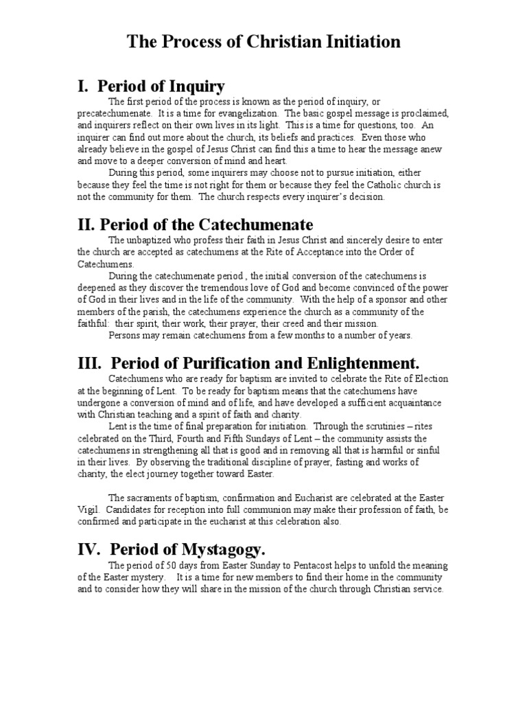 The Process of Christian Initiation | PDF | Catholic Theology And ...