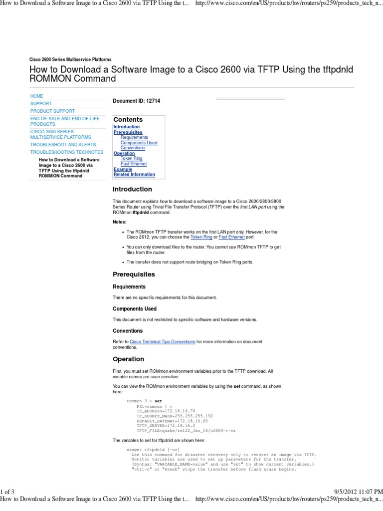 How To Download A Software Image To A Cisco 2600 Via TFTP Using The ...