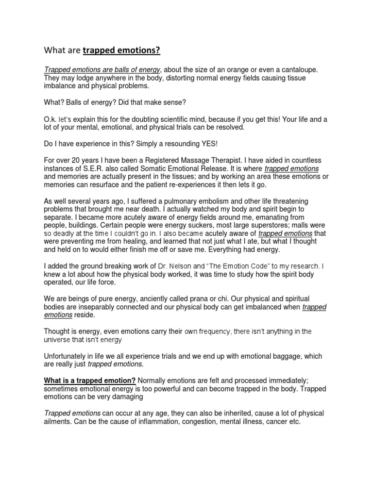 What Are Trapped Emotions | PDF | Emotions | Mental Disorder